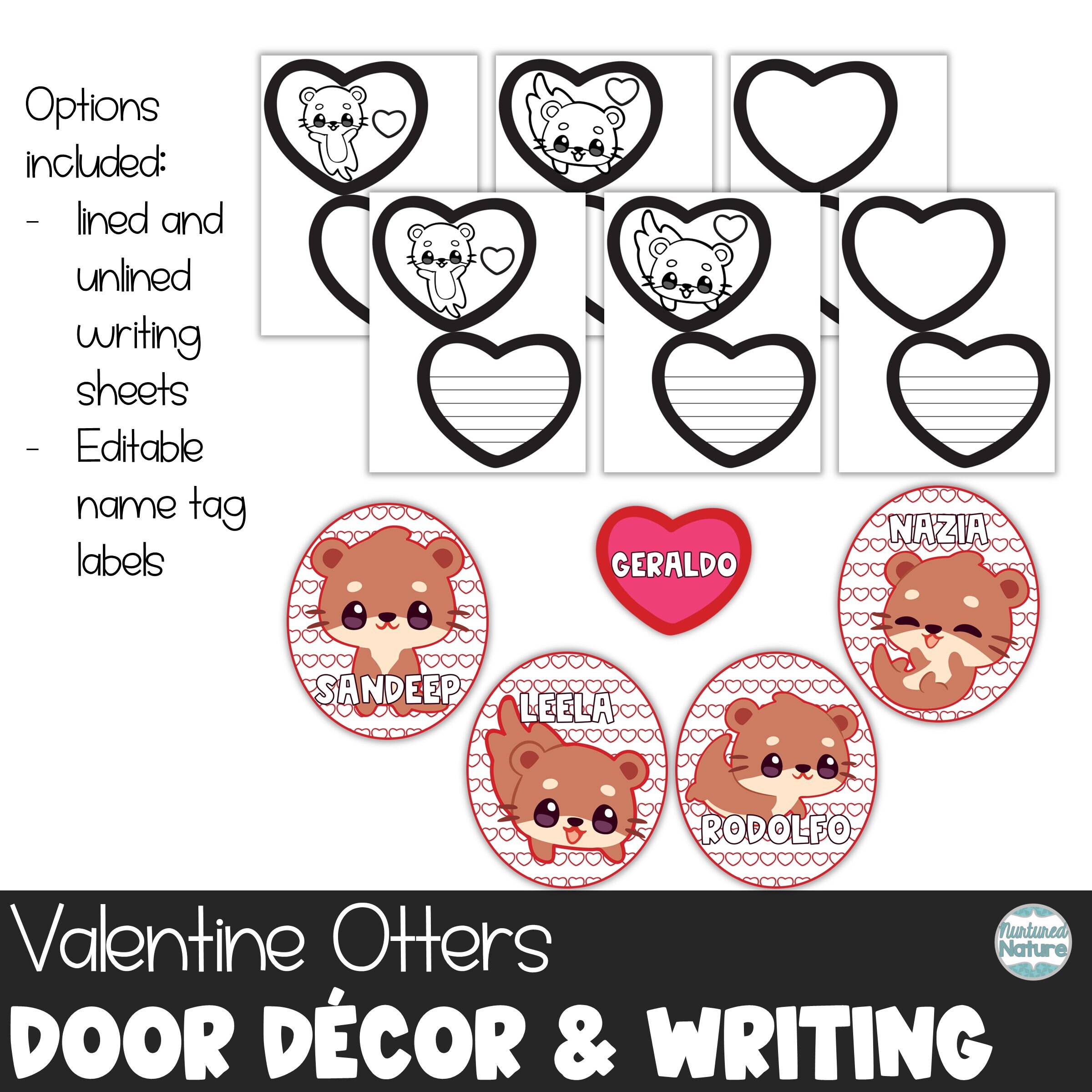 Valentine’s Day Decor Printable, Otter Decorations, Party Decorations ...