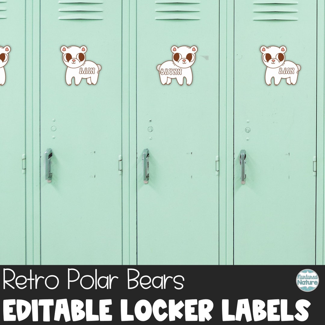 Editable Name Tags for School, Polar Bear Printable, Retro Winter ...
