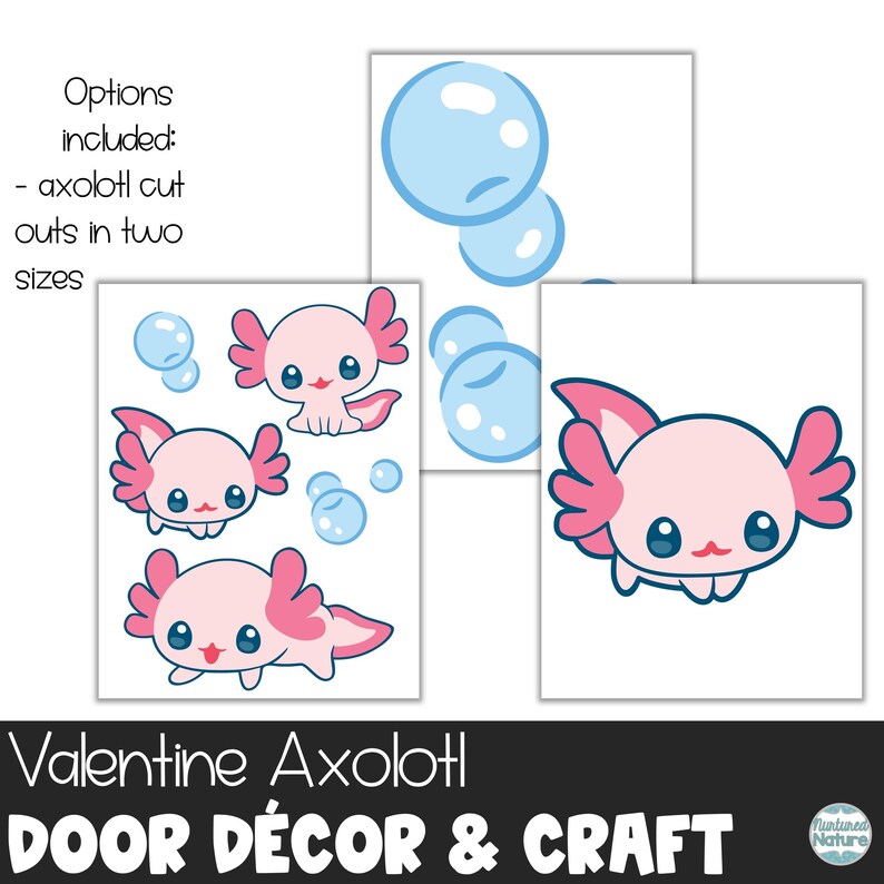Valentine’s Day Decor Printable, Axolotl Decor, Party Decorations, Door ...