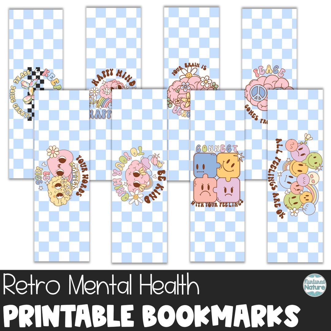 Retro Mental Health Bookmark, Feelings Printable for Kids, Bookmarks ...