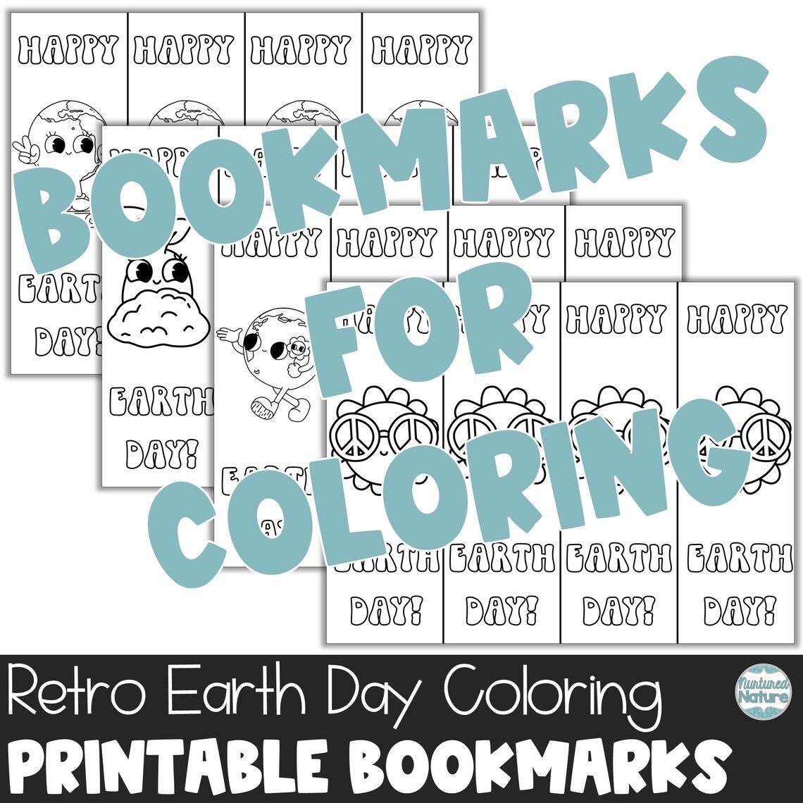 Earth Day Coloring Page Bookmarks for Kids Printable - Etsy
