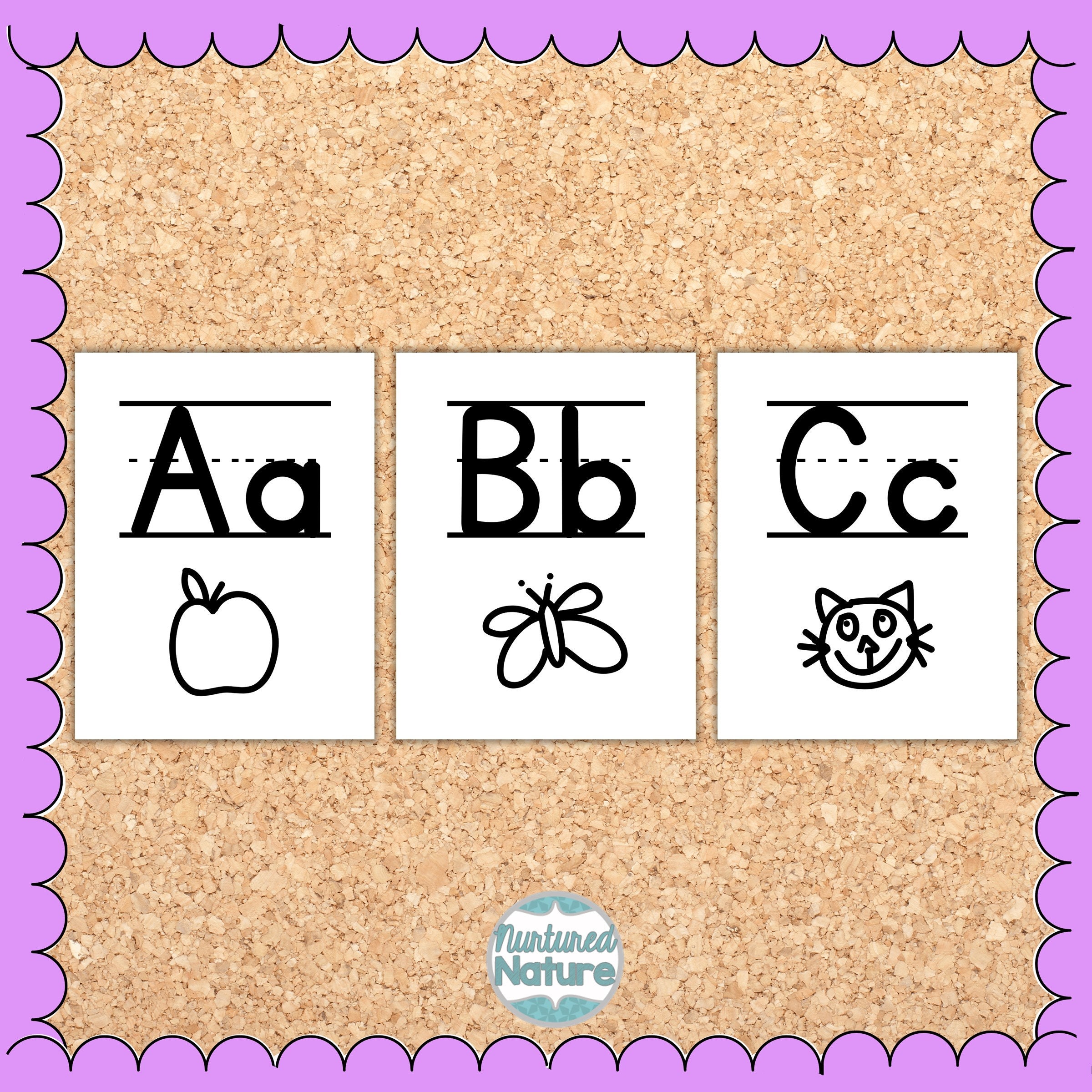 Lined Classroom Alphabet ABC Poster Set Ink Saver Printable - Etsy