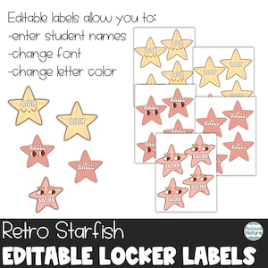 Starfish Name Tags, Retro Name Tags for School, Ocean Theme Classroom ...