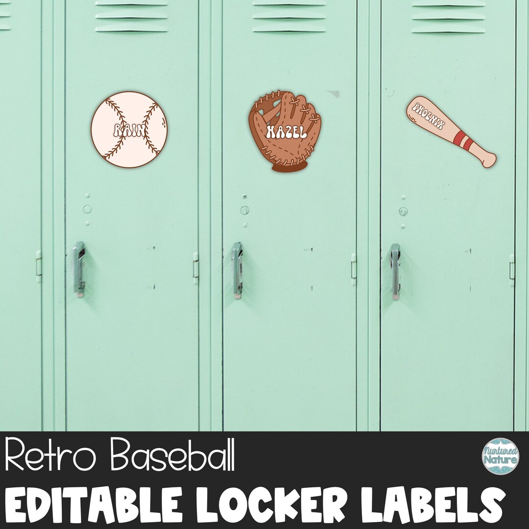 Editable Name Tags for School, Retro Baseball, Cubby Tags, Editable ...