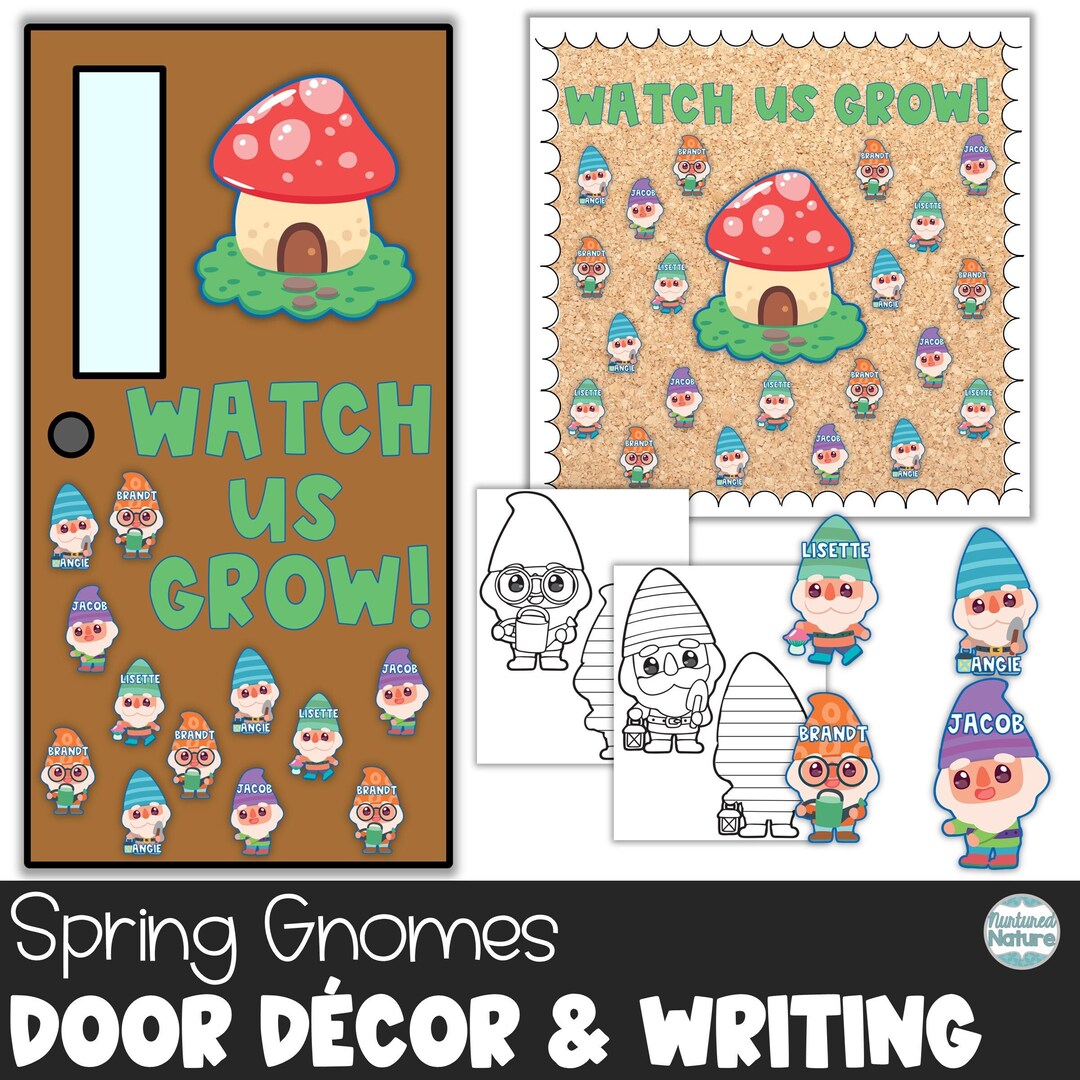 Spring Classroom Door Decor, Gnomes for Spring, Bulletin Board Kit ...