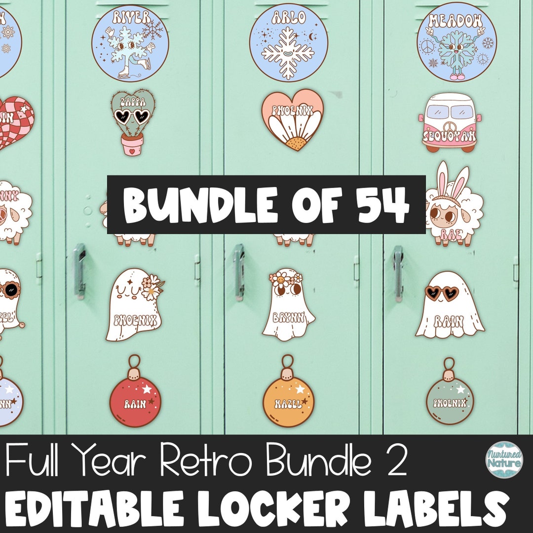 Editable Name Tags for School, Retro Cubby Tags, Back to School ...