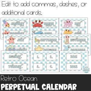 Editable Calendar, Classroom Flip Calendar Set, Ocean Theme Classroom ...