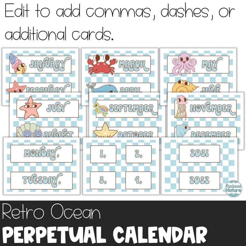 Editable Calendar Classroom Flip Calendar Set Ocean Theme - Etsy