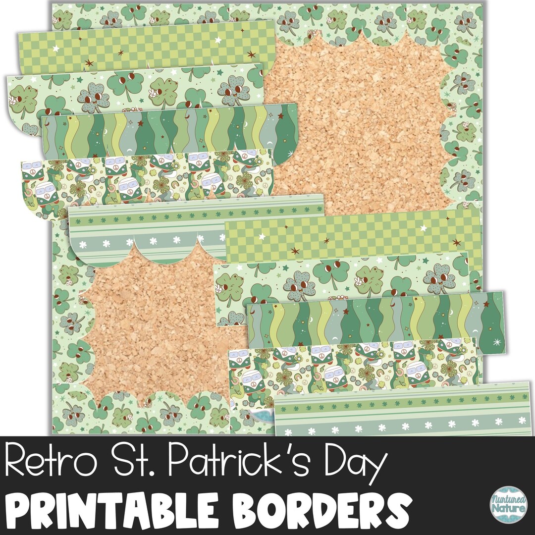 St Patrick’s Day Bulletin Board Border, Retro Checkered Print, Retro ...