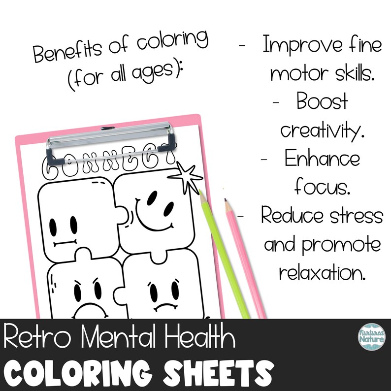 Mental Health Coloring Pages, Kids Printable Activities, Retro Emotions ...
