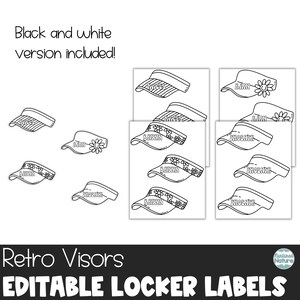 Editable Name Tags for School, Retro Pickleball Visors, Cubby Tags ...