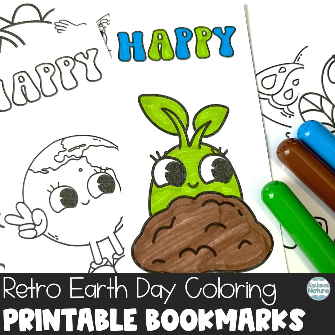 Earth Day Coloring Page Bookmarks for Kids, Printable Bookmarks for ...