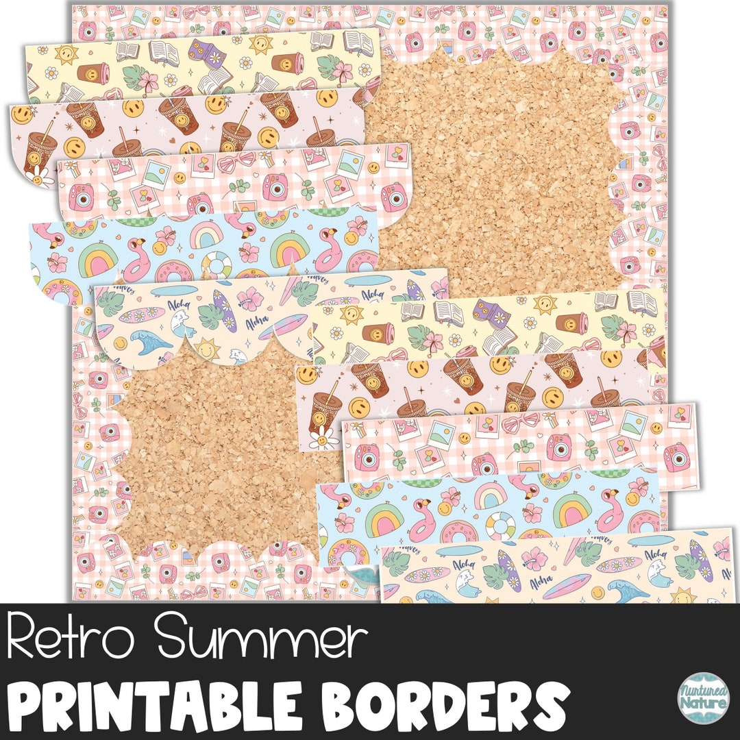 Retro Summer Bulletin Board Border, Retro Summer Bundle, Summer ...