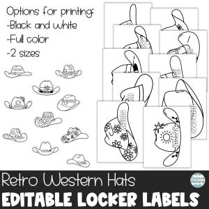 Editable Name Tags for School, Retro Western Print Cowgirl Decor ...