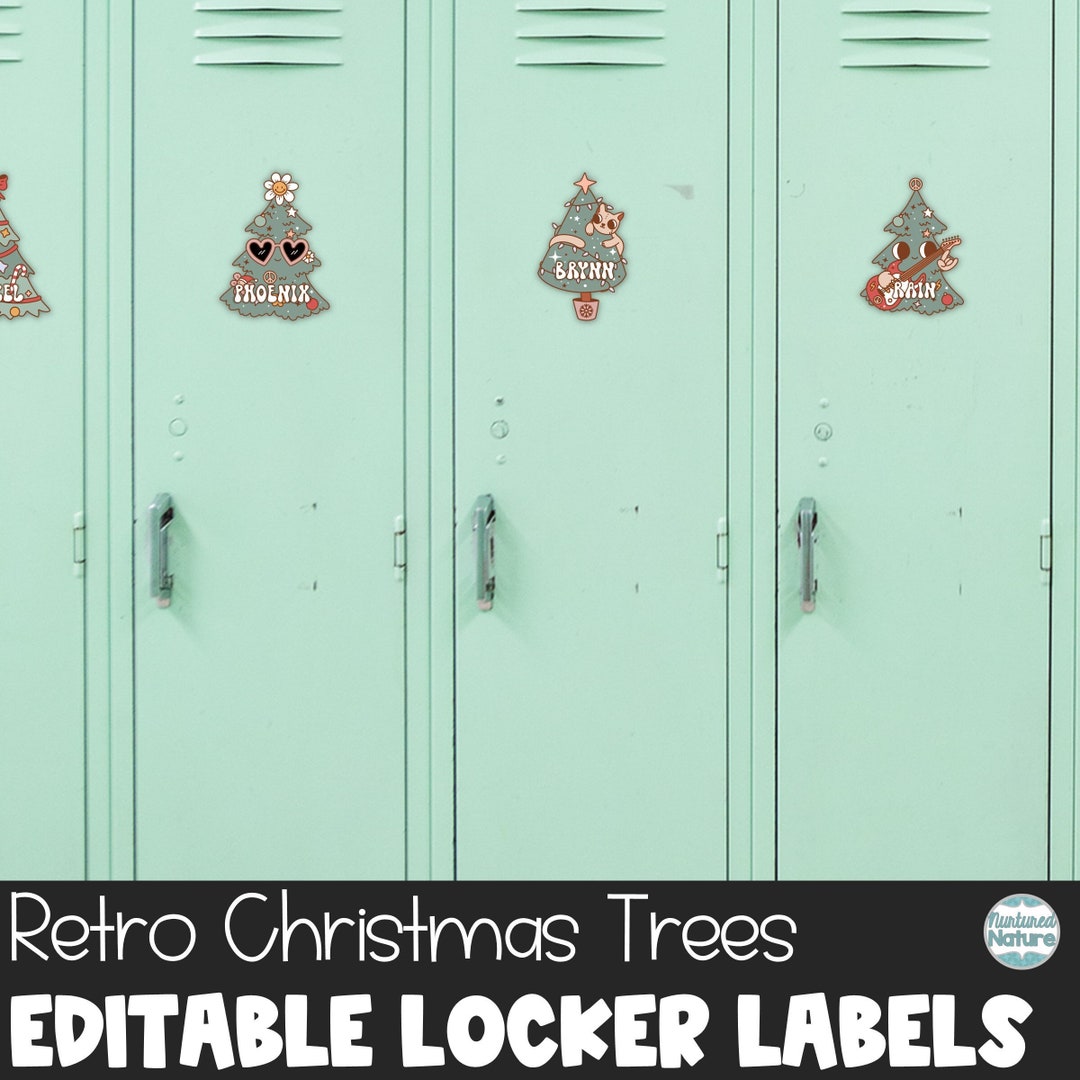 Editable Name Tags for School, Retro Christmas Downloads, Christmas ...