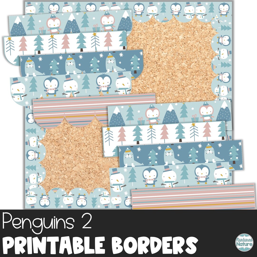 Winter Bulletin Board Border, Penguin Print Kids, January Bulletin ...