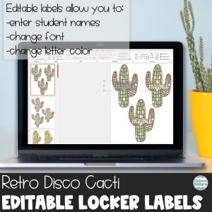 Editable Name Tags for School, Retro Western Cactus Decor, Western ...