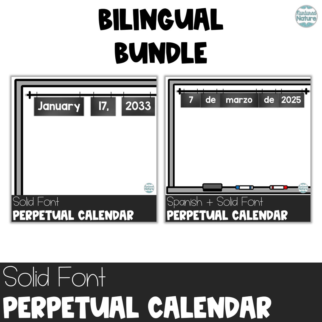 2025 Bilingual Chalkboard Farmhouse Classroom Decor Flip Calendar ...