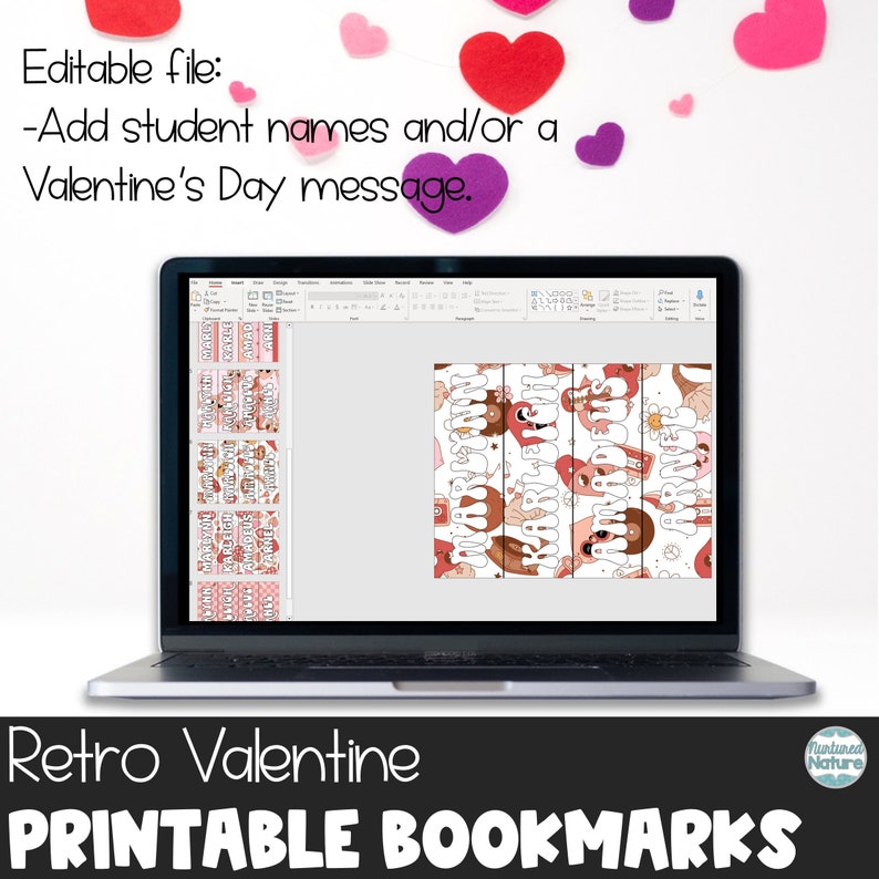 Editable Name Bookmarks Retro Valentine Bookmarks for Kids - Etsy
