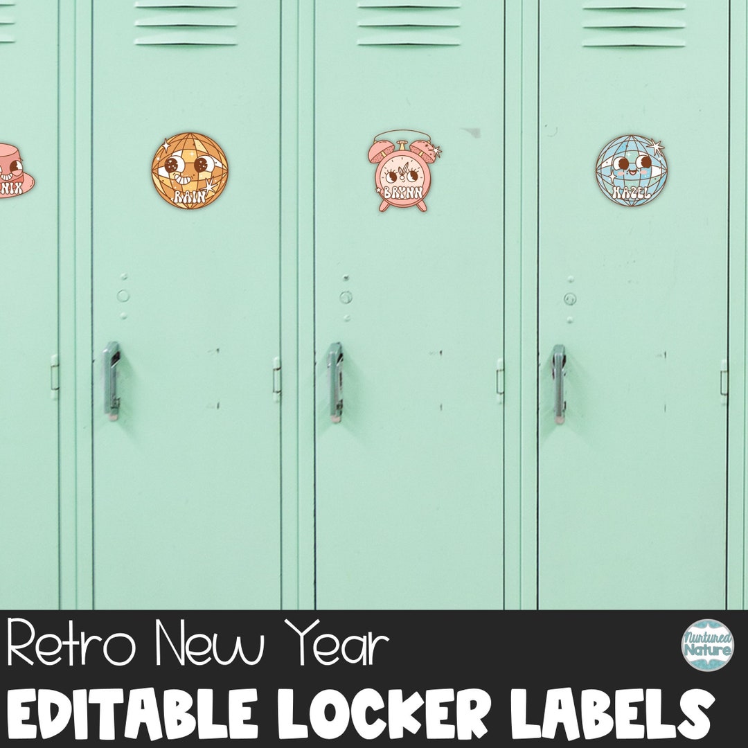 Editable Name Tags for School, Retro New Year, Cubby Tags, Locker ...