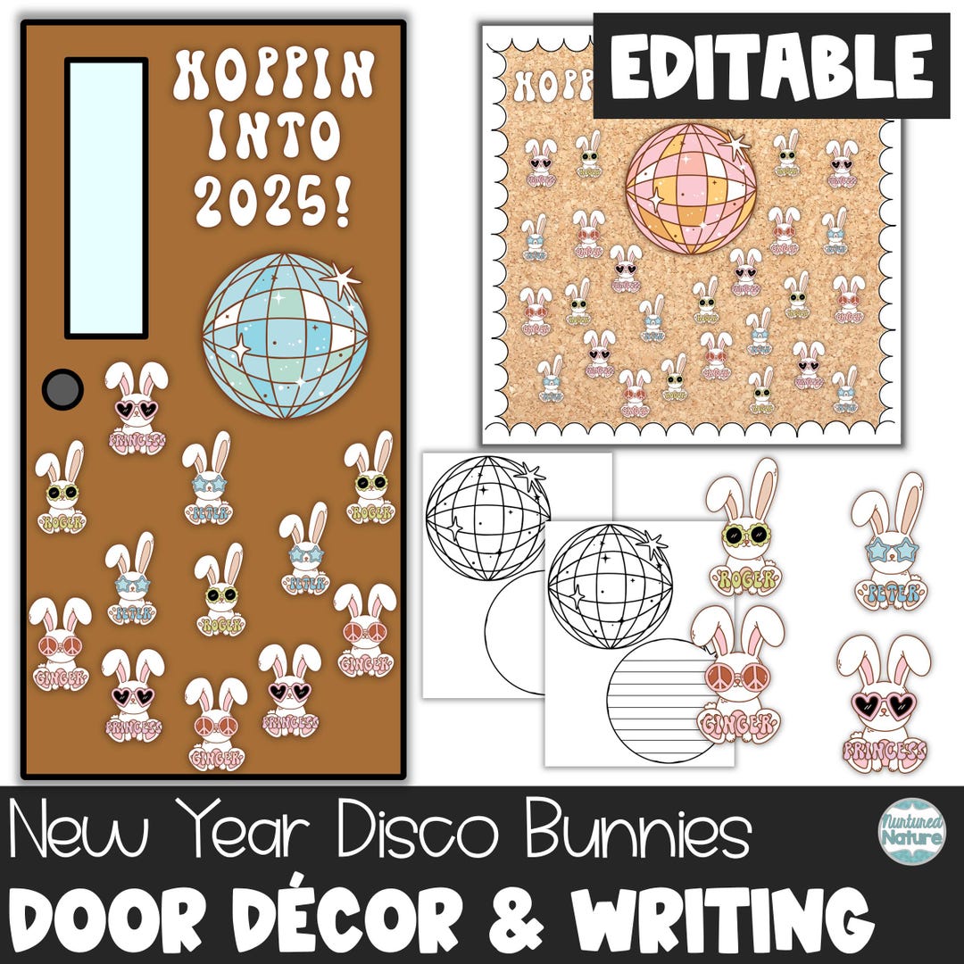 New Year Classroom Door Decoration, Retro New Year, Disco Ball ...