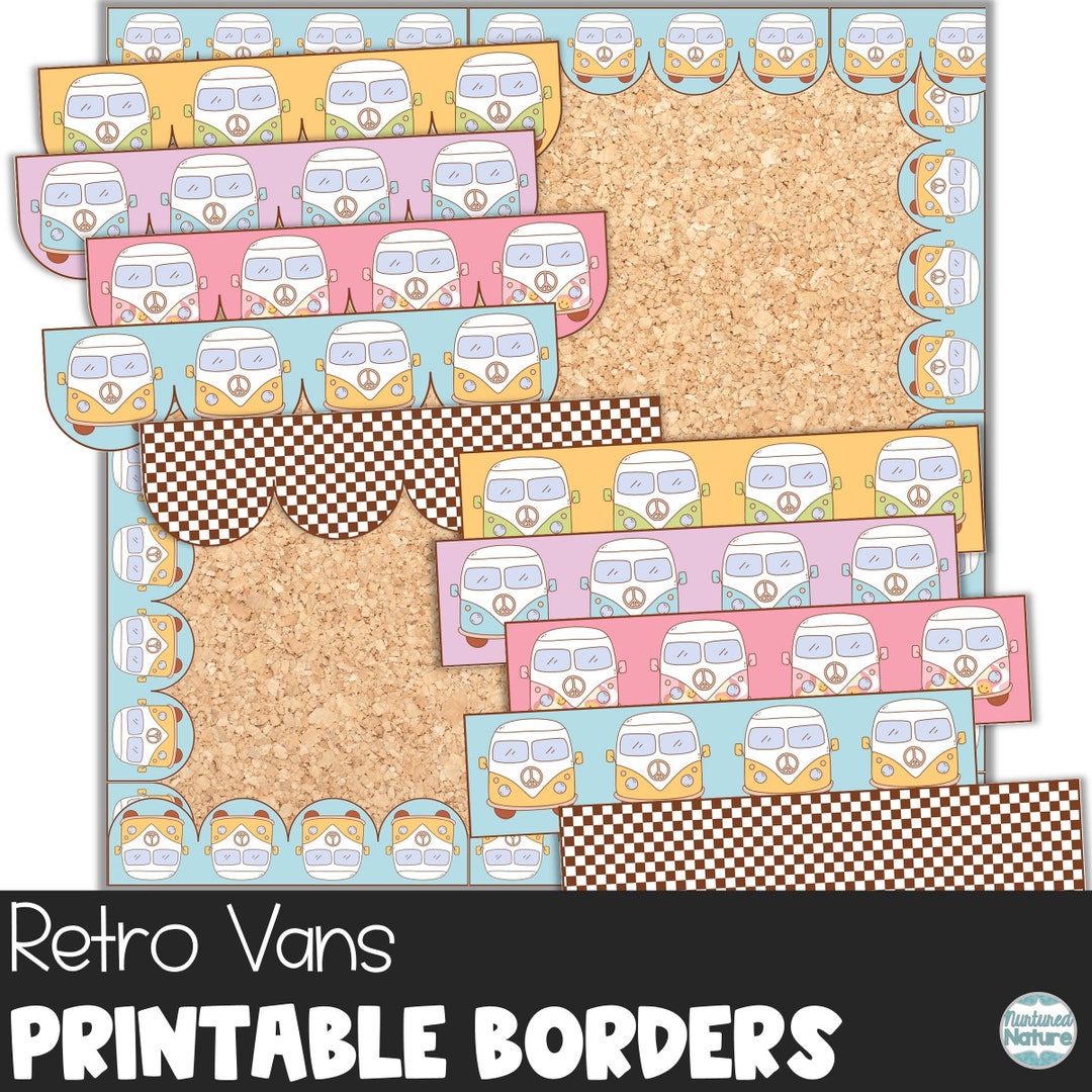 Printable Bulletin Board Border, Retro Classroom Decor, Retro Van, Back ...
