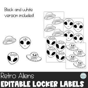 Editable Name Tags for School, Retro Alien, Cubby Tags, Space Theme ...