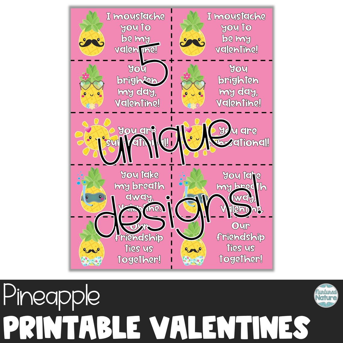 Pineapple Valentine’s Day Cards, Pineapple Themed Gifts, Pink ...