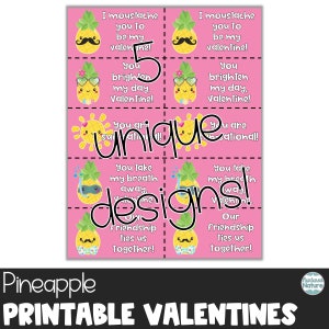 Pineapple Valentine’s Day Cards, Pineapple Themed Gifts, Pink ...