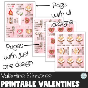 Smores Valentine Cards, Printable Smores Party Favor Tag, Smores Party ...