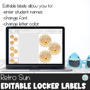 Editable Name Tags for School, Retro Summer, Cubby Tags, Editable ...