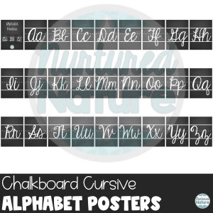 Cursive Chalkboard Alphabet ABC Poster Set, Printable Farmhouse ...