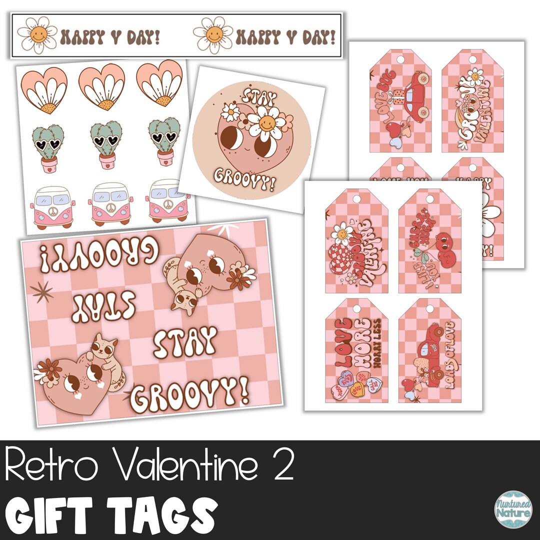 Retro Valentines Day Gift Tags Printable Pencil Tags, Valentines Party ...