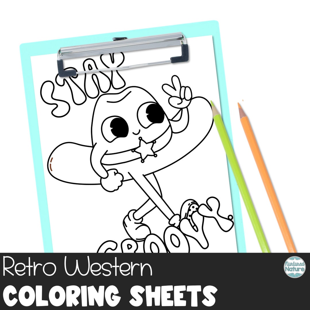 Retro Western Coloring Pages, Kids Printable Activities, Instant ...