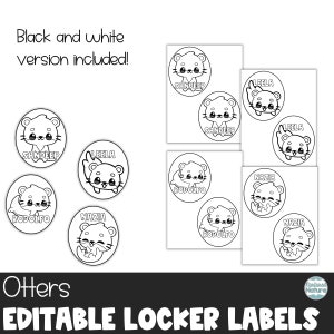 Cubby Tags, Otter Theme, Locker Label Set, Editable Locker Labels ...
