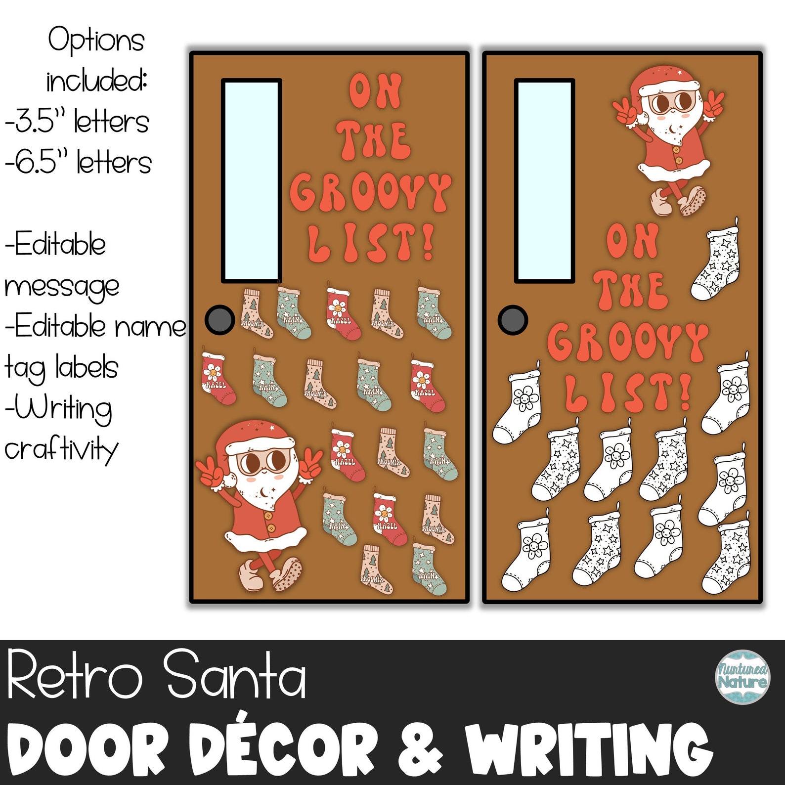 Christmas Classroom Door Decoration, Holiday Bulletin Board, Retro ...