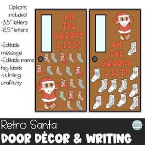 Christmas Classroom Door Decoration, Holiday Bulletin Board, Retro ...