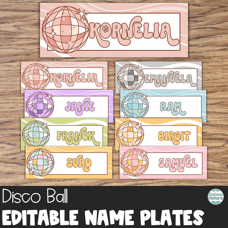 Classroom Name Tags, Disco Ball Back to School Classroom Decor, Retro ...