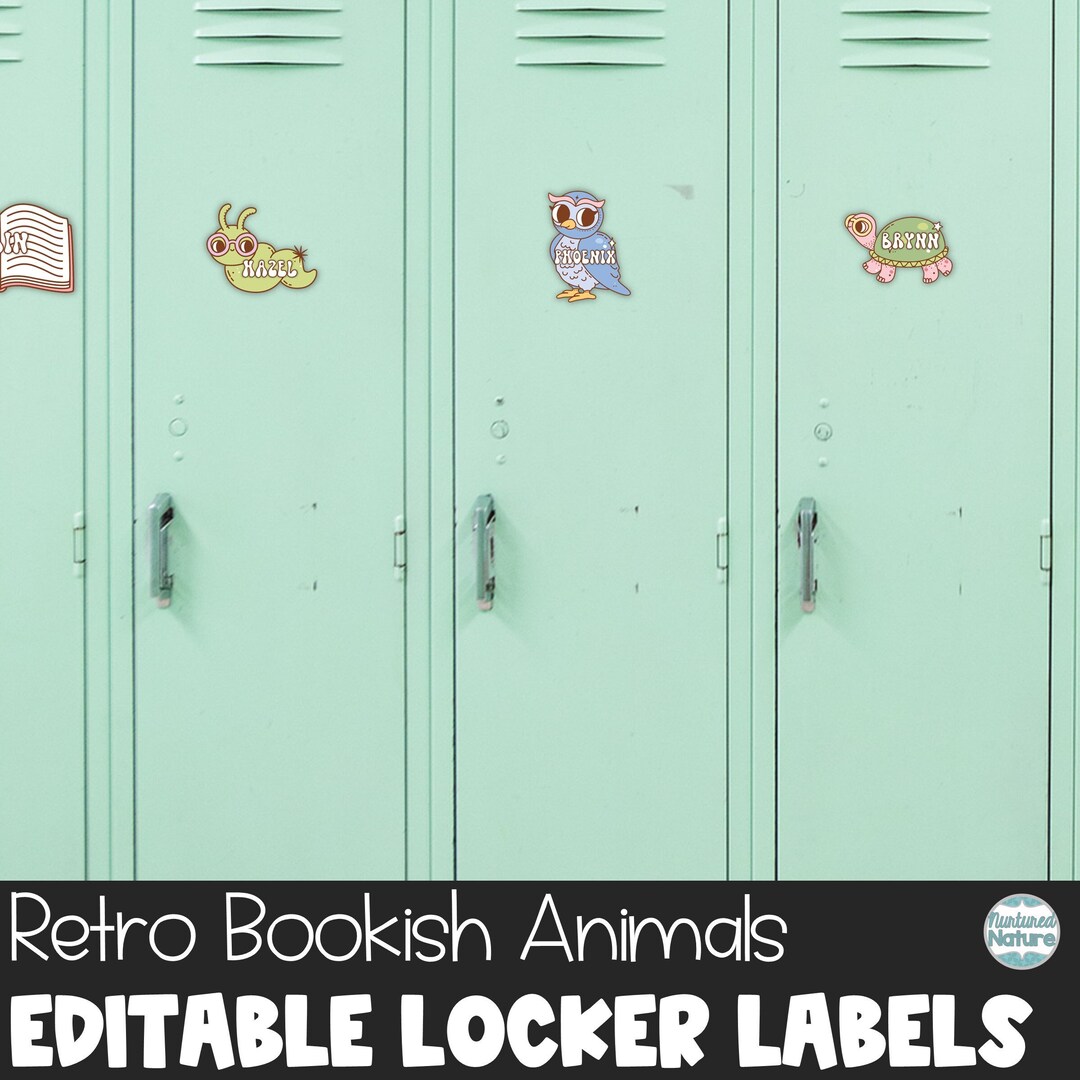 Editable Name Tags for School, Bookish Printables, Retro Turtle, Cubby ...