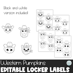 Editable Name Tags for School, Western Halloween Decor, Cowboy Pumpkin ...