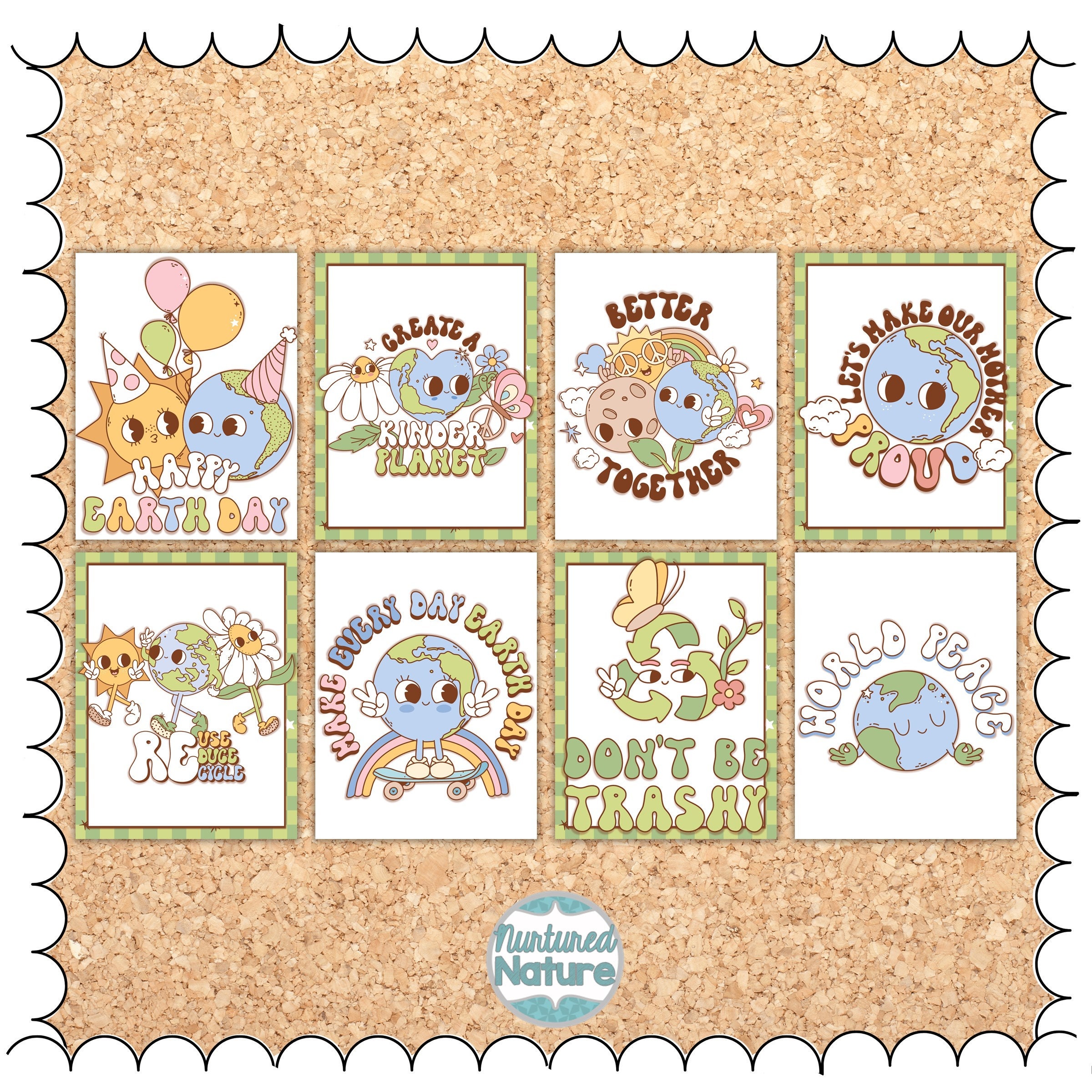 Earth Day Bulletin Board Retro Earth Day Posters for - Etsy