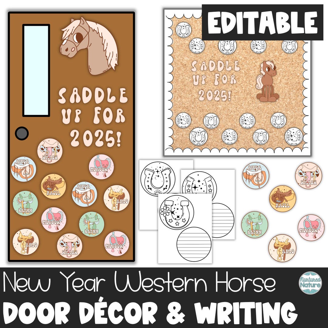 Retro Western Bulletin Board Kit, New Year Door Decorations, 2025 ...
