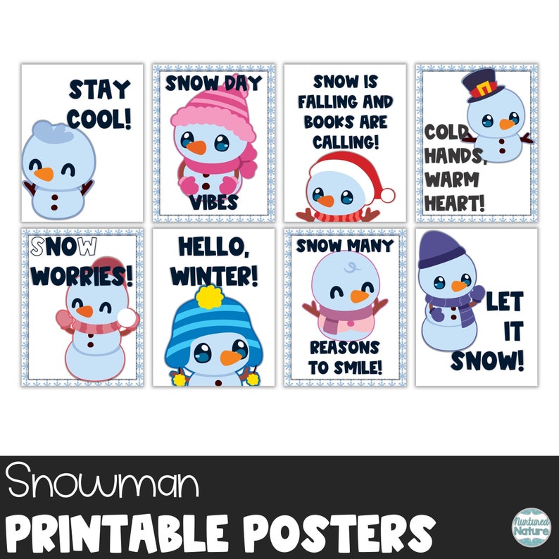 Snowman Winter Posters for Classroom January Bulletin Board - Etsy