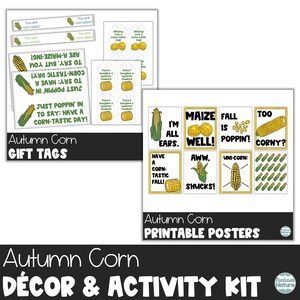 Fall Bundle Printable, Corn Print, Fall Classroom Decor, Bulletin Board ...