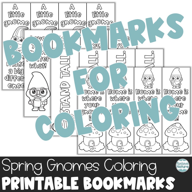 Spring Gnome Coloring Page Bookmarks for Kids Printable - Etsy