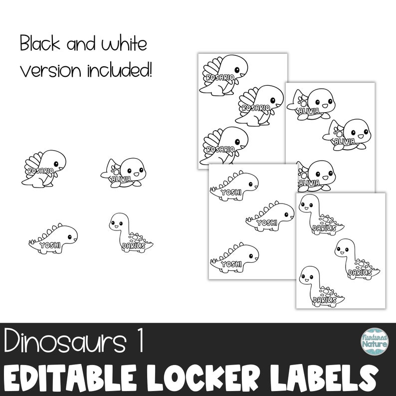Editable Name Tags for School, Dinosaur Printable, Cubby Tags, Locker ...