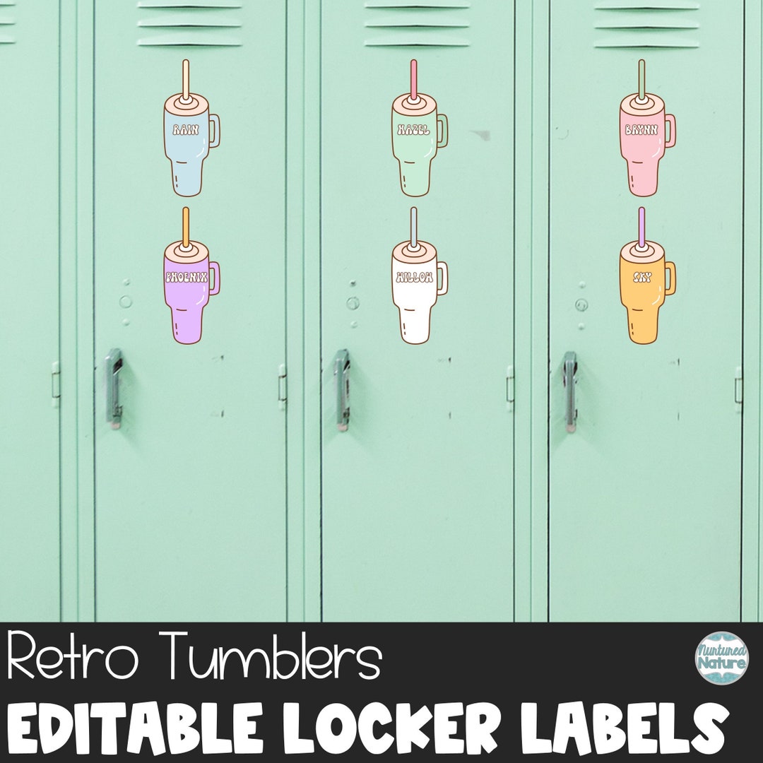 Editable Name Tags for School, Retro Tumbler Bundle, Cubby Tags ...