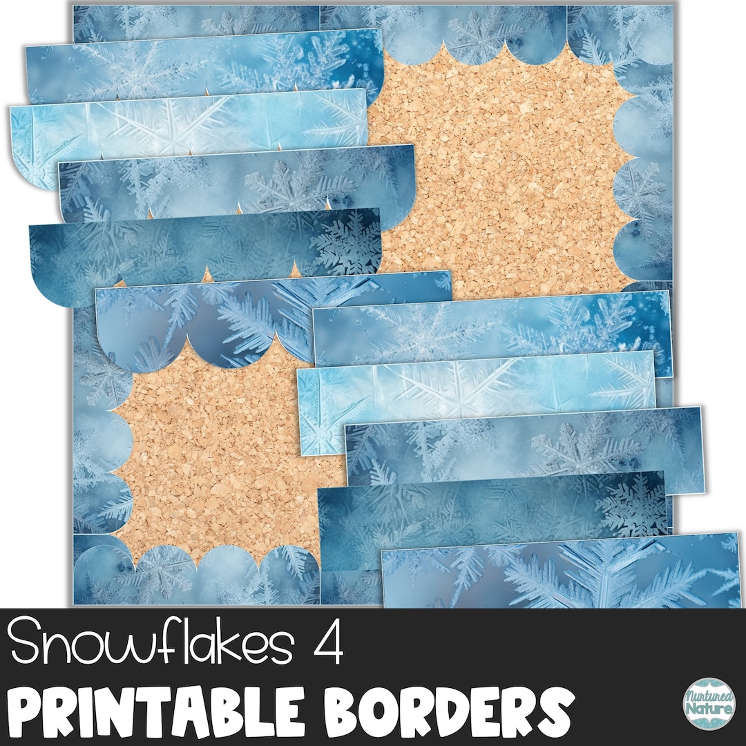 Winter Bulletin Board Border, Snowflake Print, January Bulletin Board ...