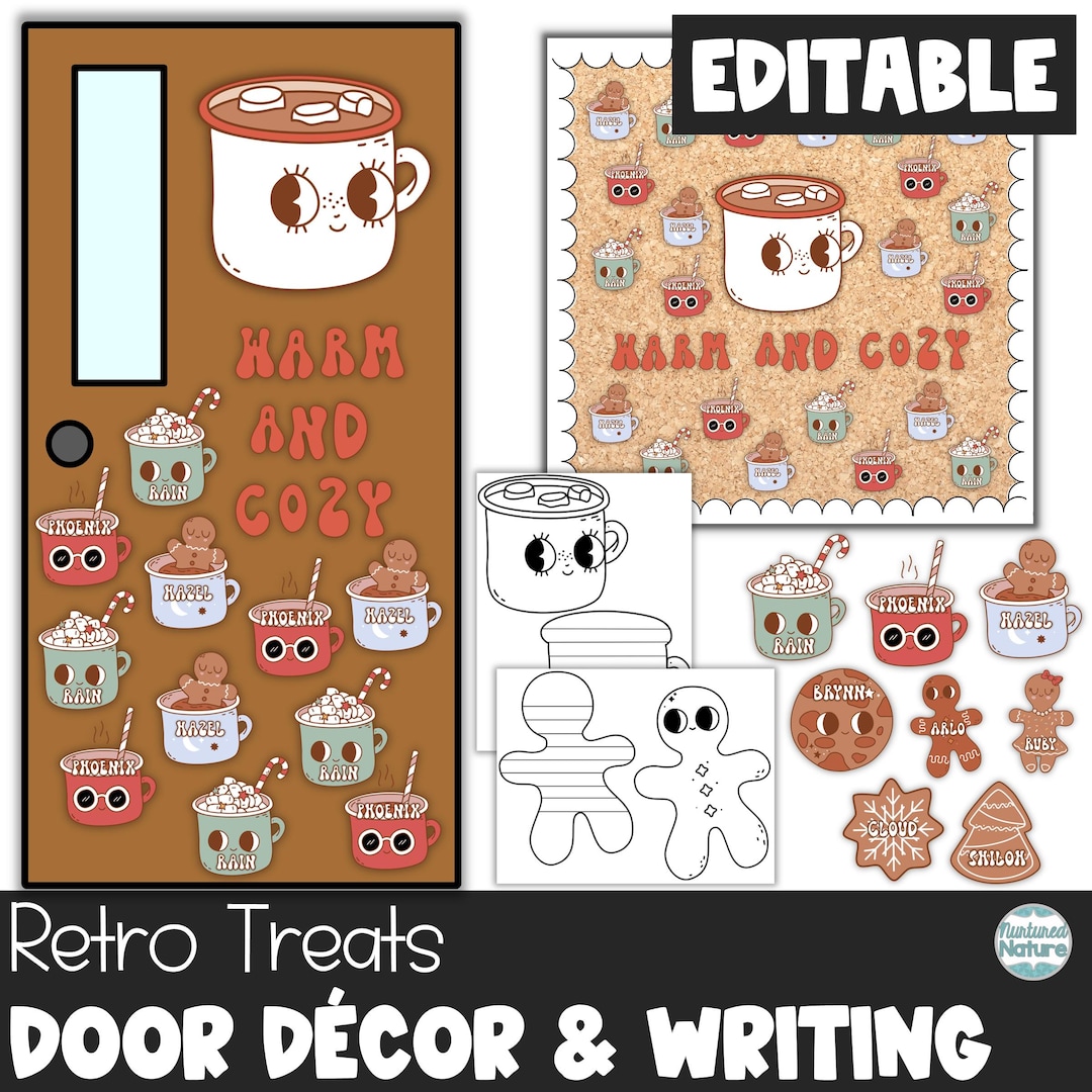 Christmas Classroom Door Decoration, Holiday Bulletin Board, Retro ...