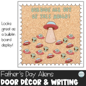 Retro Fathers Day Door Decorations for Classroom, Space Theme Bulletin ...